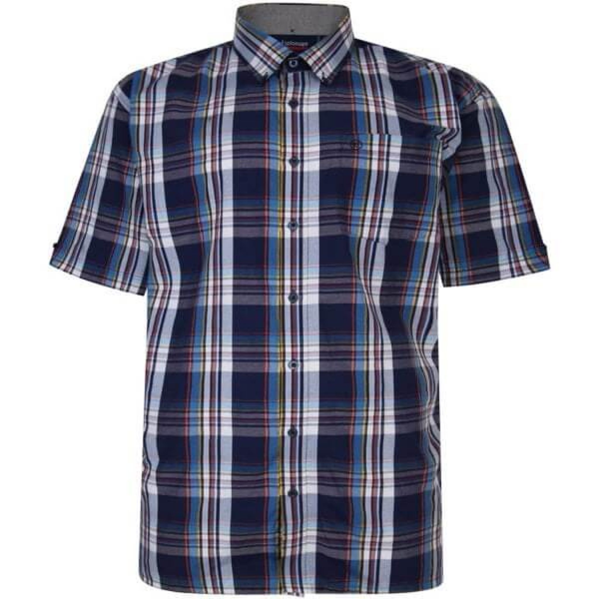 Short Sleeve Dark Blue & White Check Shirt - Big Fellas Clothing